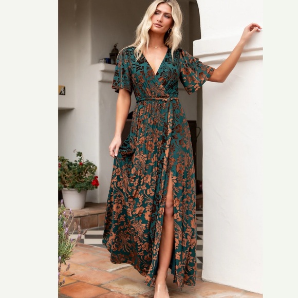 Baltic Born | Dresses | Baltic Born Uma Velvet Maxi Dress Bronze And ...